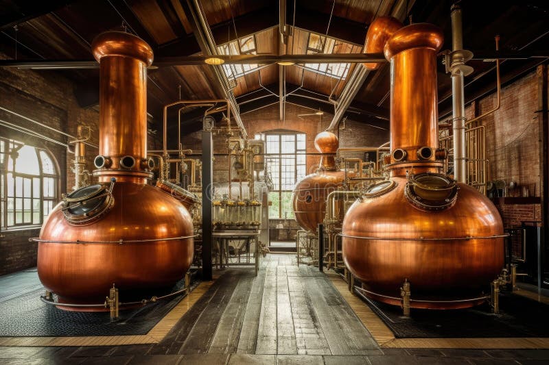 Classic Copper Whisky Stills in a Traditional Distillery Stock ...