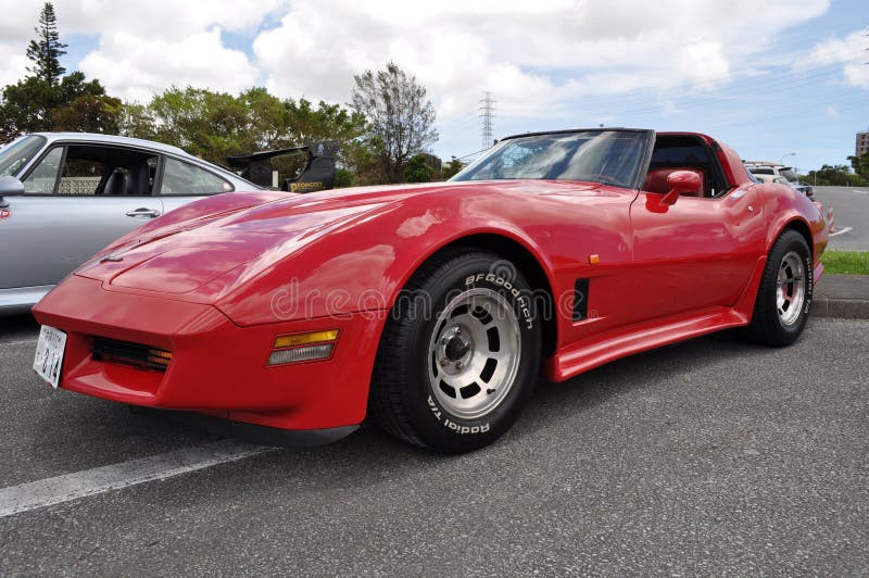 Classic red corvette car stock image. Image of convertible - 1277487