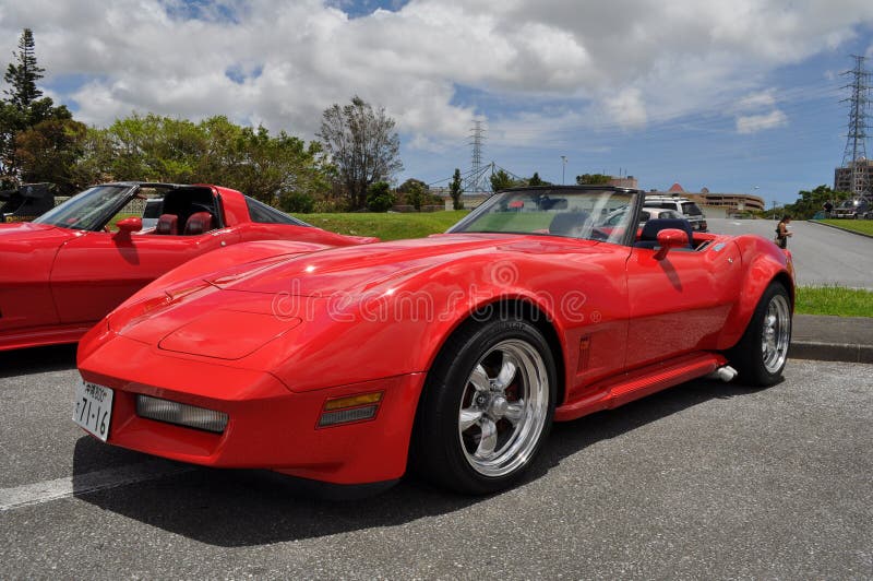 Classic red corvette car stock image. Image of convertible - 1277487