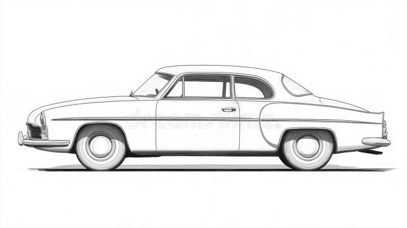 Classic Coupe Car Side Profile Drawing Stock Illustration ...