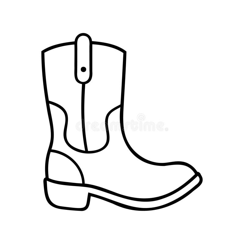 Classic Cowboy Boot Line Art Vector Doodle Stock Illustration ...