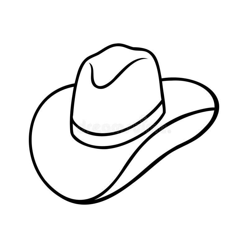 Classic Cowboy Hat Line Art Vector Doodle Stock Illustration ...