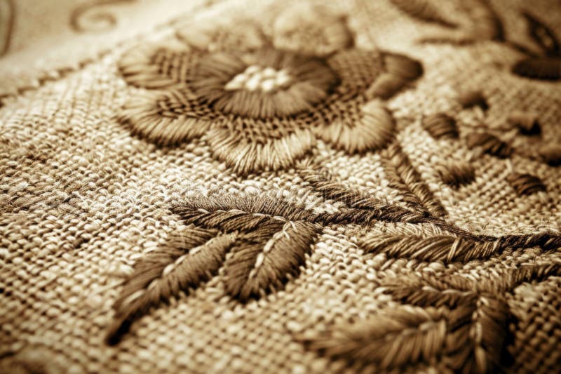 Classic Cross Stitch Needlework Close-up. Stock Image - Image of ...