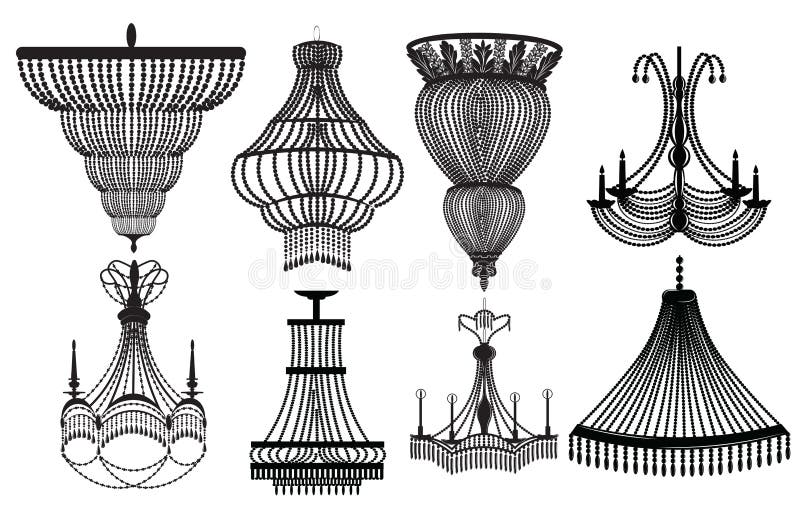 Classic Crystal Chandeliers Set Collection Stock Vector - Illustration ... Classic Crystal Chandeliers Set Collection Stock Vector - Illustration ...