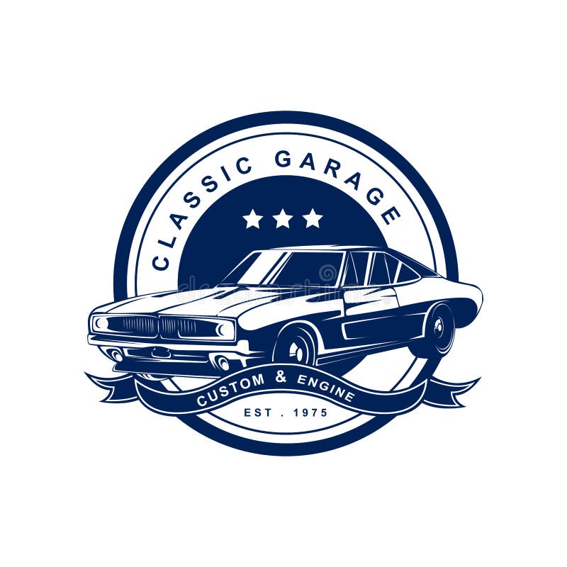 Classic Custom Muscle Car in Retro Style Silhouette Stock Vector ...