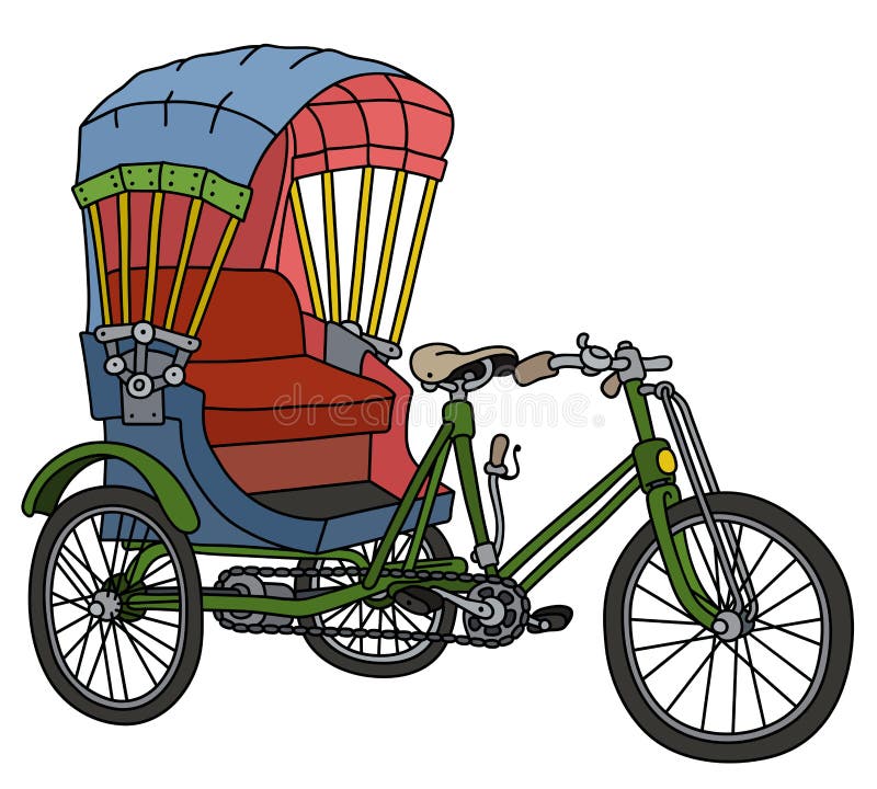 Classic cycle rickshaw stock vector. Illustration of cartoon - 90398877