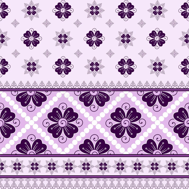 A Classic Damask Pattern in a Rich Purple and Cream Color Scheme. Stock ...