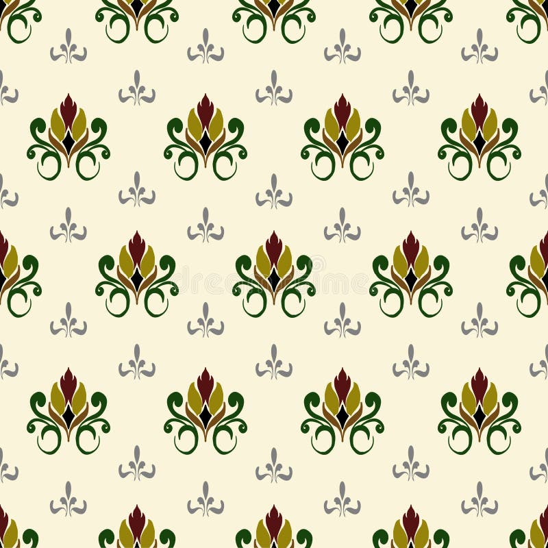 Classic Damask Seamless Pattern Vector Illustration for Elegant Textile ...