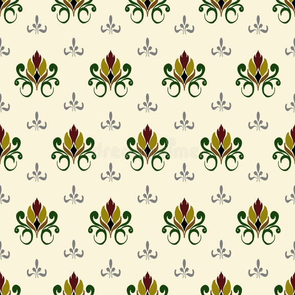 Classic Damask Seamless Pattern Vector Illustration for Elegant Textile ...
