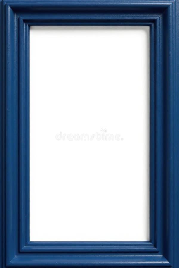 Classic Dark Blue Rectangle Frame, Blank, White Background , Minimal ...
