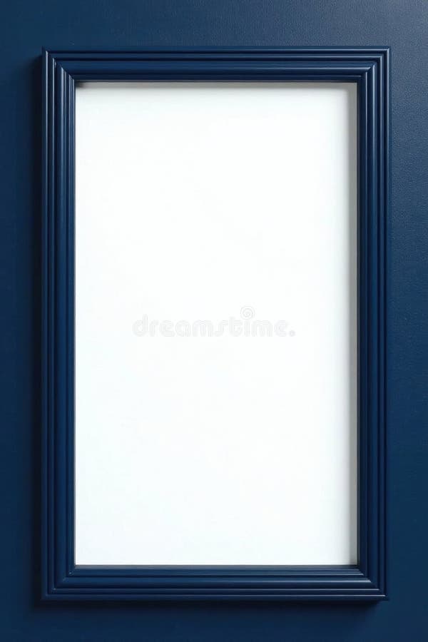Classic Dark Blue Rectangle Frame, Blank, White Background , Website ...