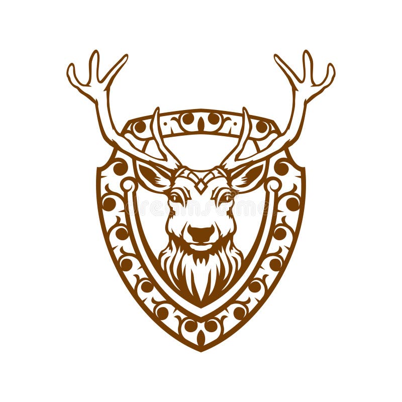 Classic Decorative Deer Shield Illustration Vol. 2 Stock Vector ...