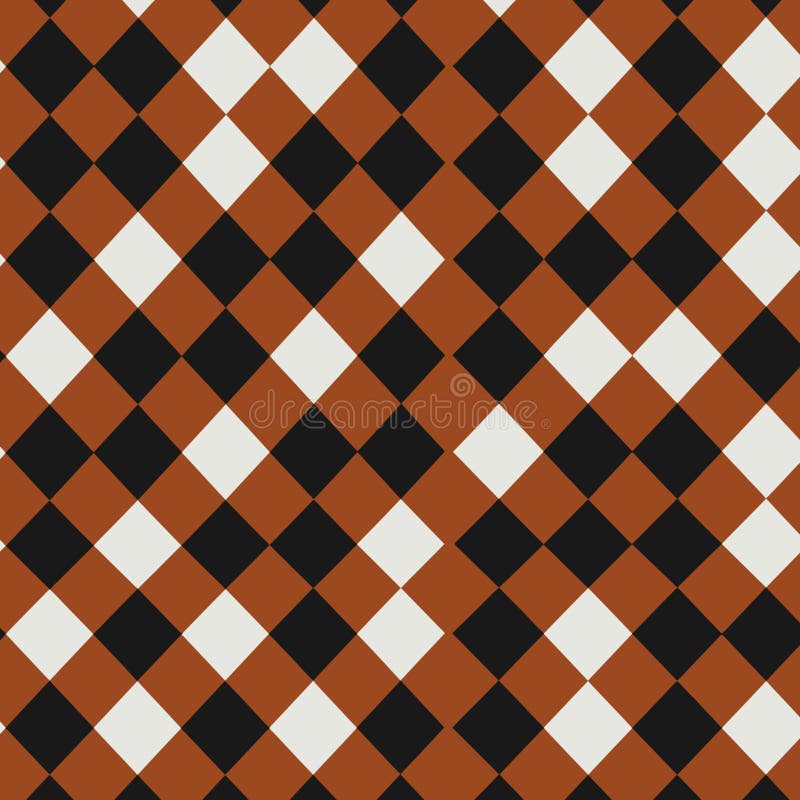 Classic Diagonal Checkered Pattern in Brown, Black, and White Stock ...