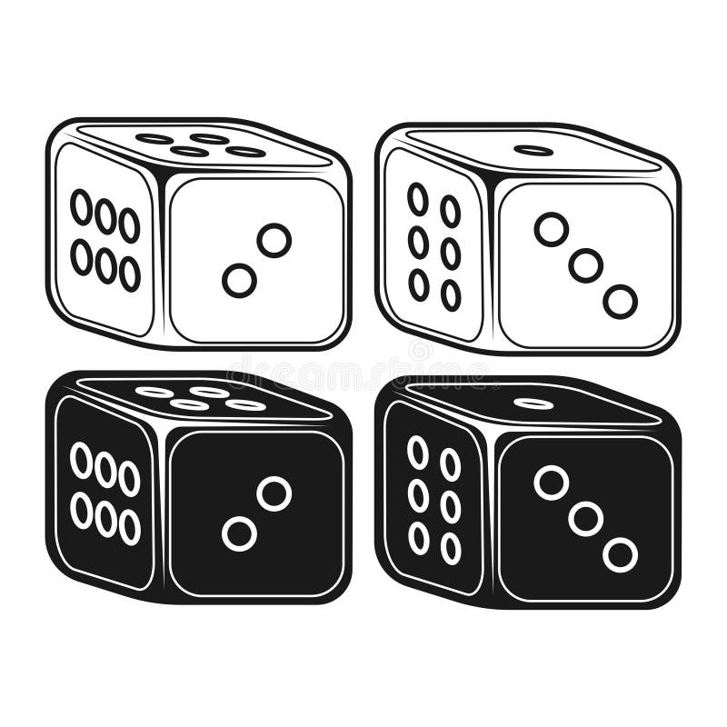 Classic Dice Game Flat Black and Outline Style Stock Vector ...