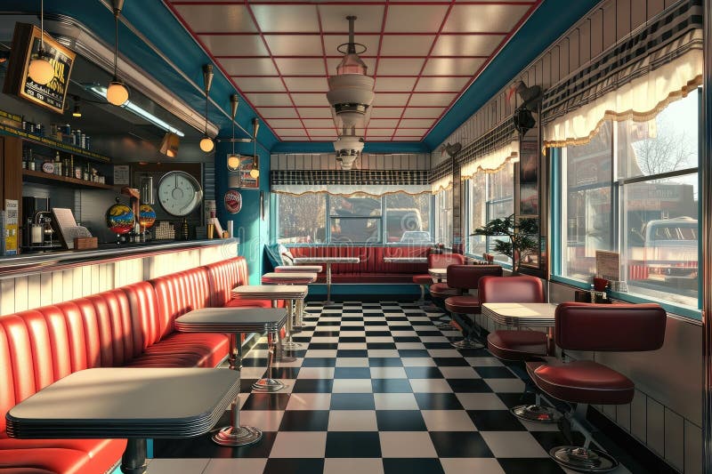 A Classic Diner Interior in 1950s Style, Ai Generated Stock ...