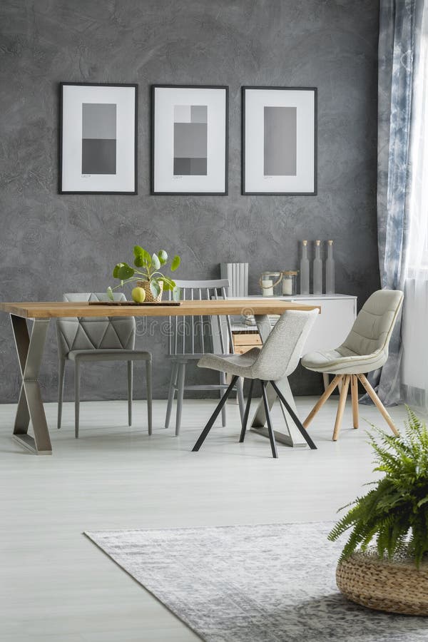 Classic Dining Room with Posters Stock Photo - Image of plants, posters ...