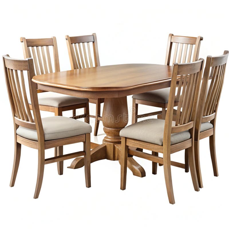 Classic Dining Table Isolated on White Background Stock Illustration ...