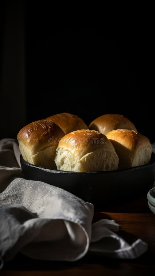 Classic Dinner Bread Rolls with Copy Space Stock Illustration ...