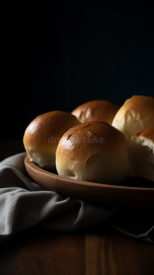 Classic Dinner Bread Rolls with Copy Space Stock Illustration ...