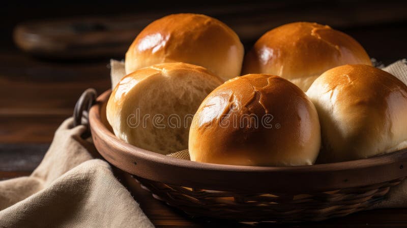 Classic Dinner Bread Rolls with Copy Space Stock Illustration ...