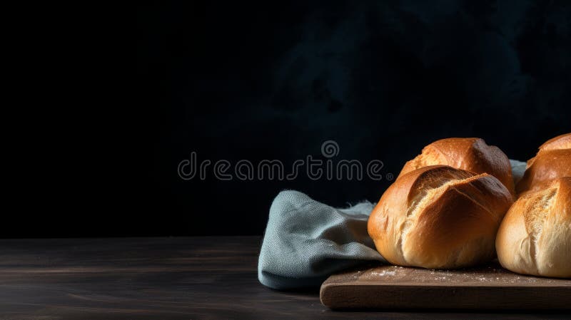 Classic Dinner Bread Rolls with Copy Space Stock Illustration ...