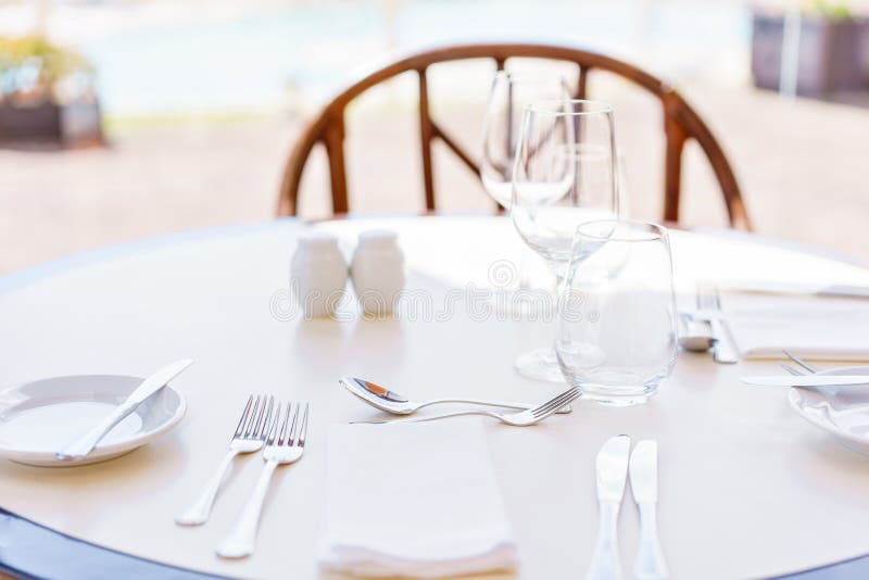 Classic Dinnerware in the Restaurant. Table Appointments for Dinner on ...