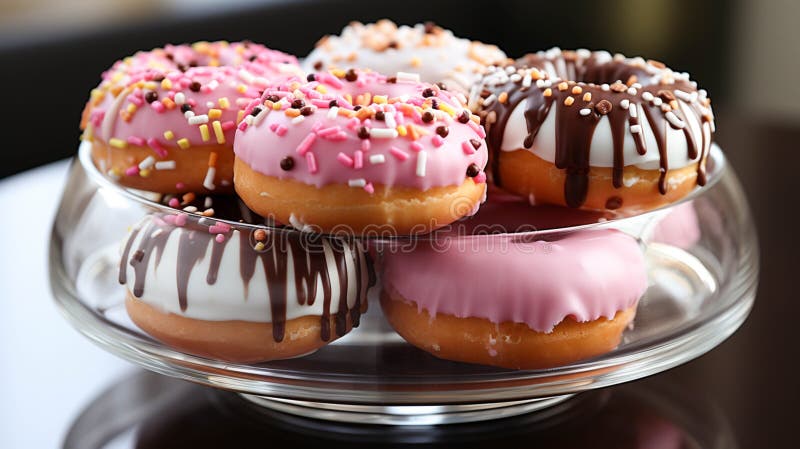 Classic Donuts in a Plate on White Stock Image - Image of cafe, icing ...