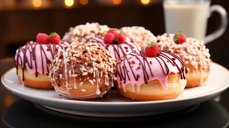 Classic Donuts in a Plate on White Stock Photo - Image of food ...