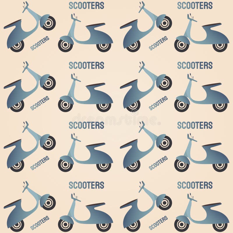 Classic Doodle Scooter Patterns with Colorful Concepts. Vector Scooter ...