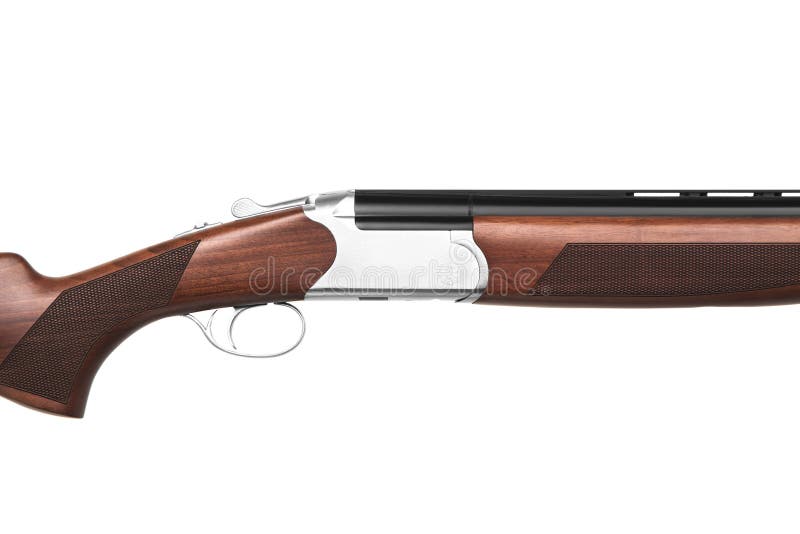 Classic Double-barrell Smooth-bore Hunting Rifle Isolated on White Back ...