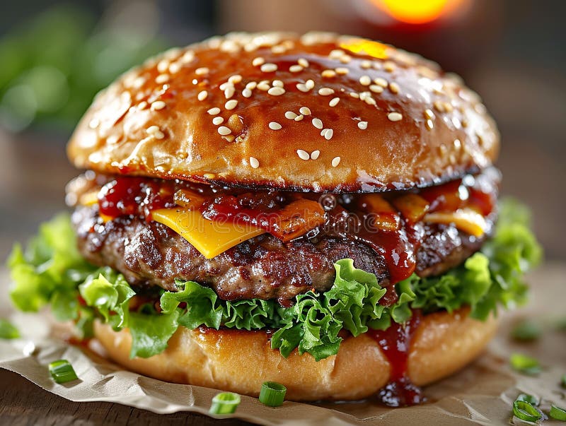 The Classic Double Meat Burger. AI Generative Stock Illustration - Illustration of grilled, meat ...