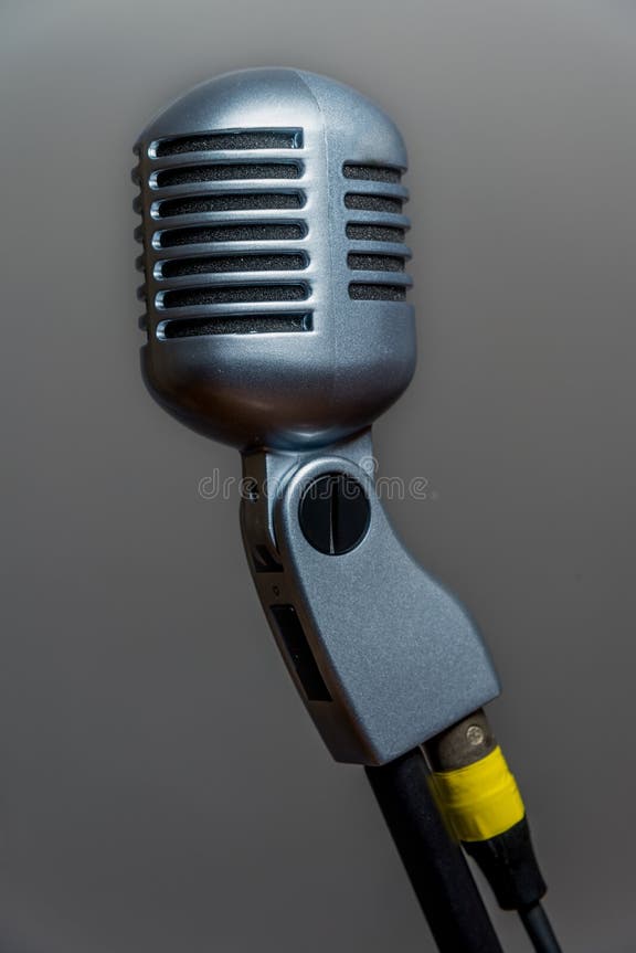 Classic Dynamic Vocal Microphone Metallic Silver Side View Stock Photo ...
