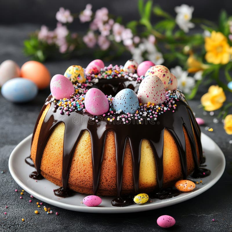 Classic Easter Cake and Seasonal Table Decor Stock Photo - Image of ...