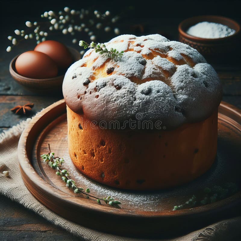 Classic Easter Christian Easter Cake Made of Yeast Dough with Powdered ...