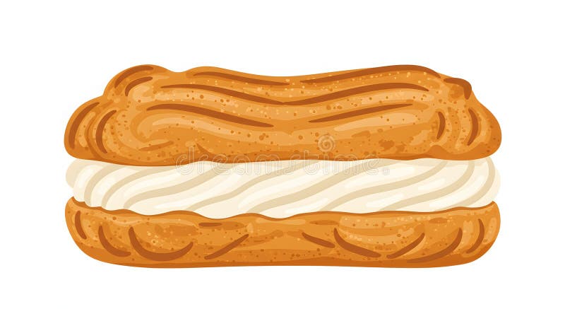 Classic Eclair with Cream Filling Vector Illustration Stock ...