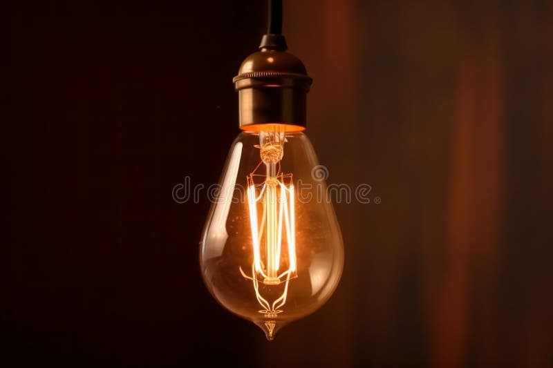Classic Edison Bulb in Room. Generate Ai Stock Photo - Image of bright ...