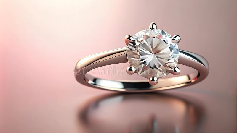Classic Elegance: Solitaire Diamond Engagement Ring on a Blush Pink ...