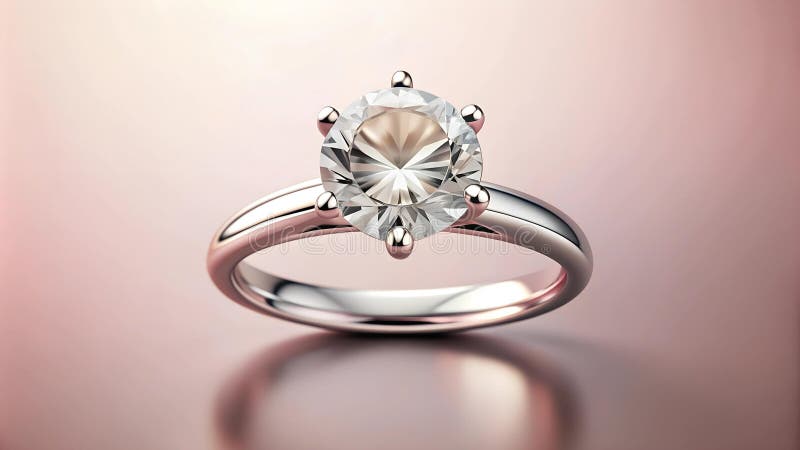 Classic Elegance: Solitaire Diamond Engagement Ring on a Blush Pink ...