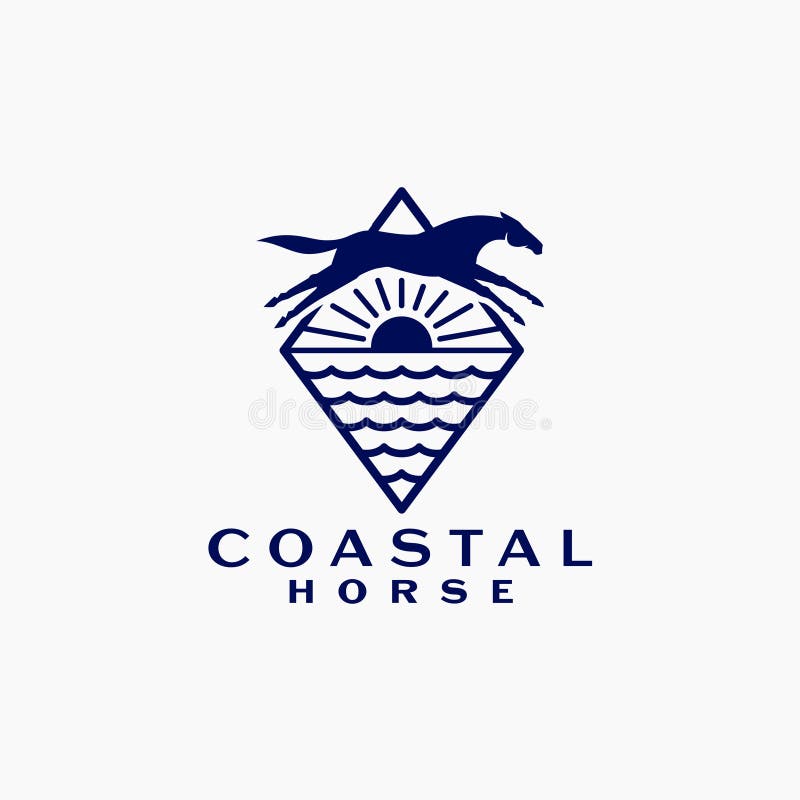 Classic Elegant Coastal Horse Logo Stock Illustration - Illustration of ...