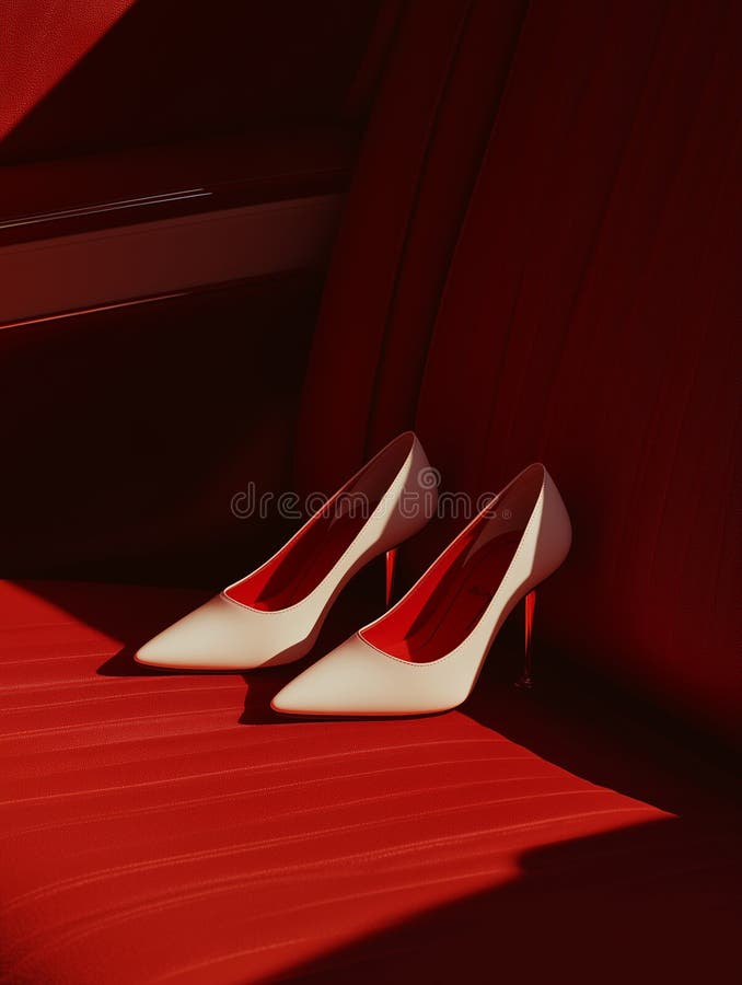 A Classic and Elegant High Heel Shoe, Poised Against a Dramatic Red ...