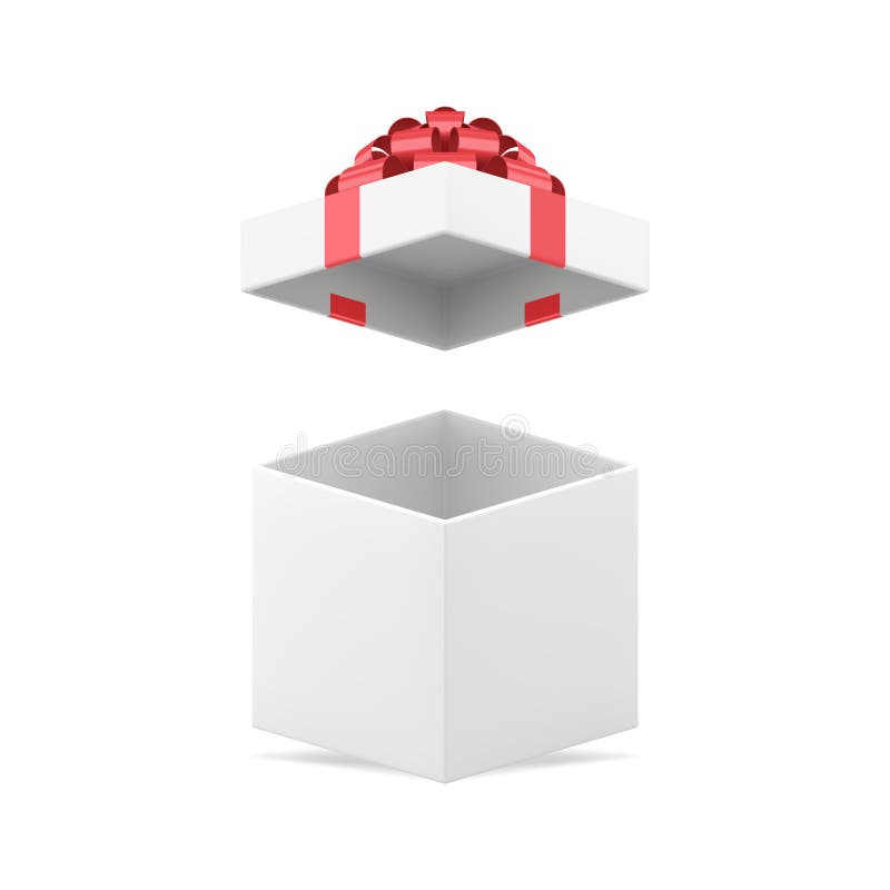 Classic Elegant Open Empty White Gift Box Wrapped by Red Metallic ...