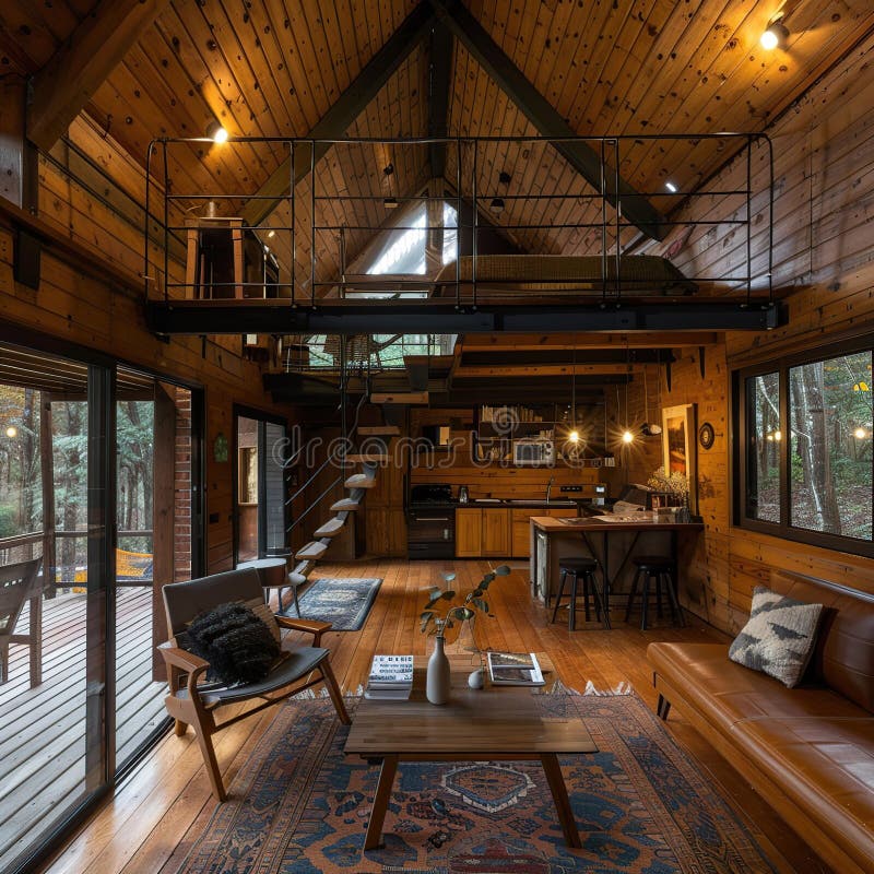 Classic Elevated Wooden Cottage with Cozy Interior and Lofted Ceilings ...