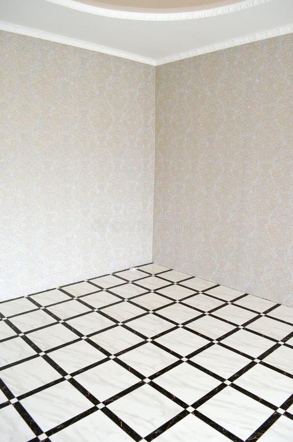 Classic Empty Interior Light Wall Tiles Floor Room Angle View Stock ...
