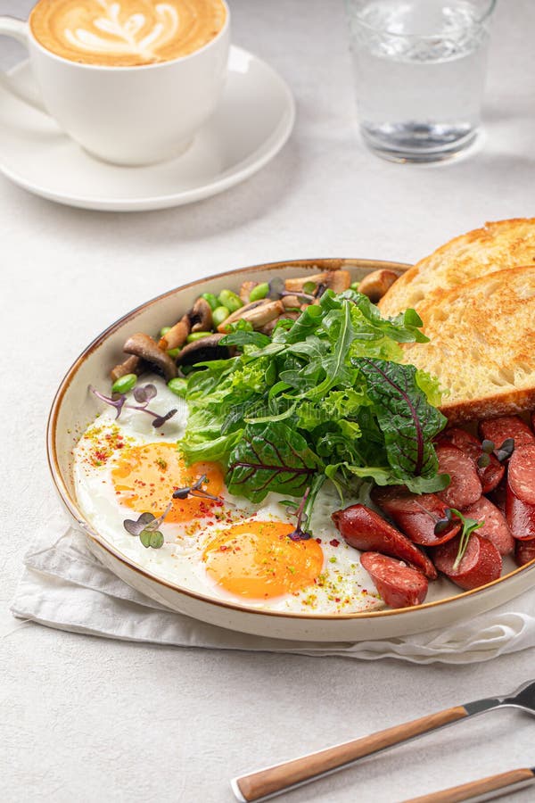 Classic English Breakfast with Fried Eggs Stock Photo - Image of ...