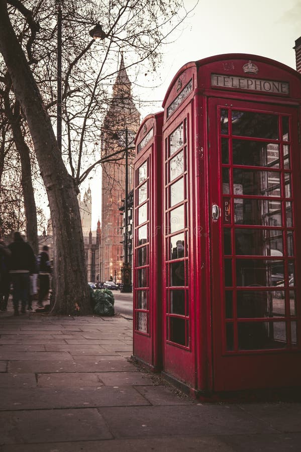 Classic English Red Telephone Booth Stock Image - Image of phone, maker ...