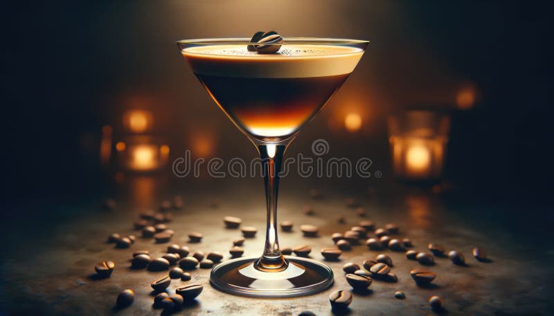 Classic Espresso Martini Cocktail and Coffee Beans Stock Illustration ...