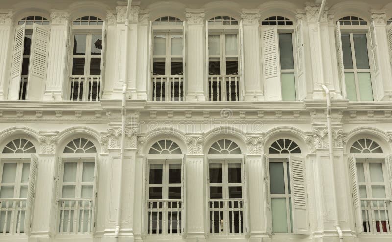 Classic Facade on Colonial Buildings Stock Image - Image of ...