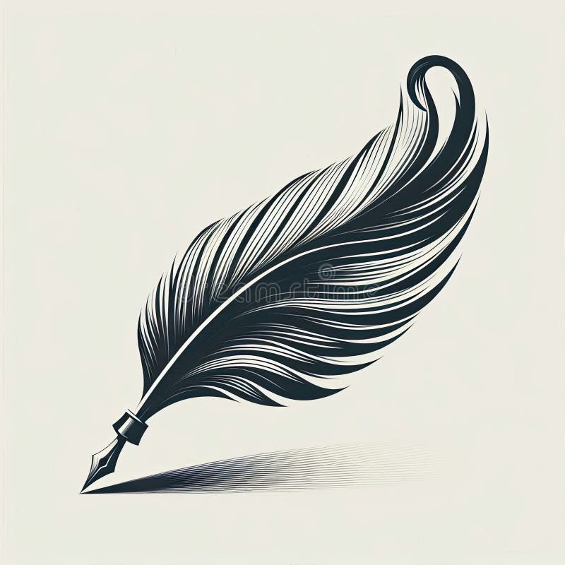 Classic Feather Pen Symbol for Writing Stock Illustration ...