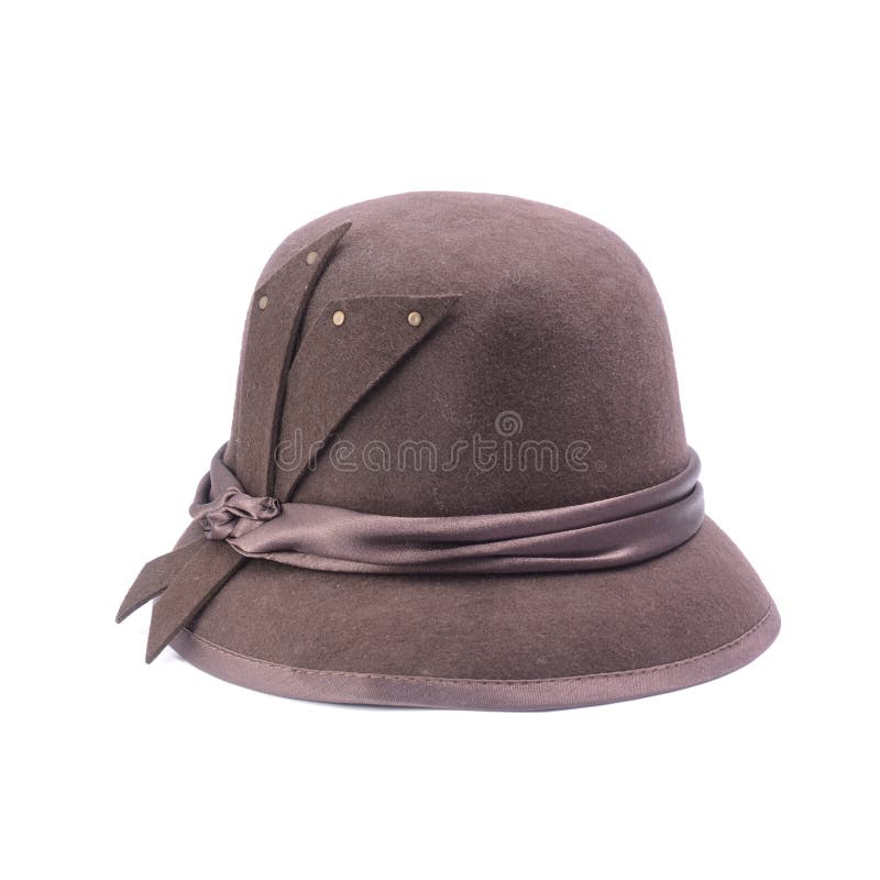Classic Female Cloche Hat Isolated on White Stock Photo - Image of ...