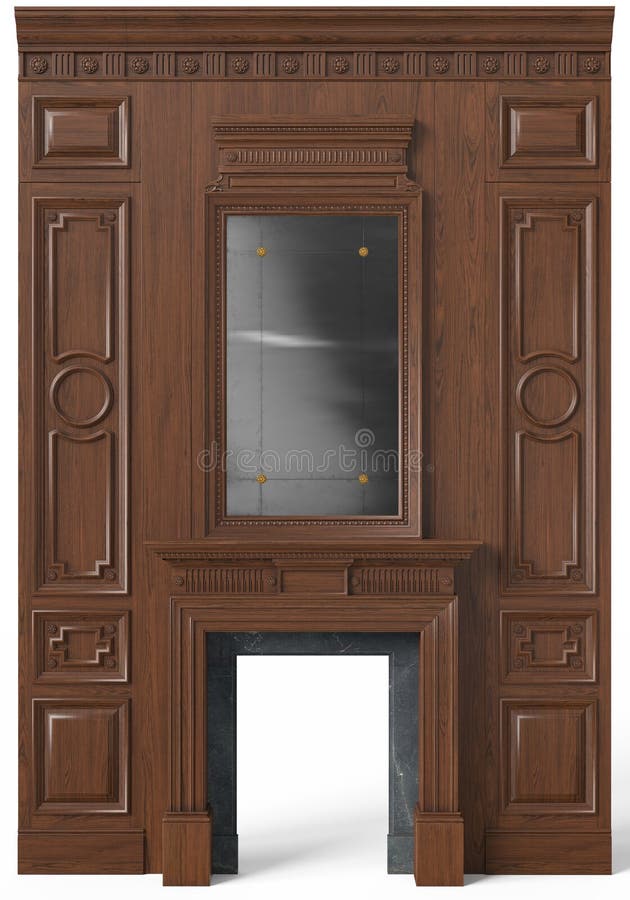 Classic Fireplace Made of Wood Editorial Image - Image of indoor, chair ...